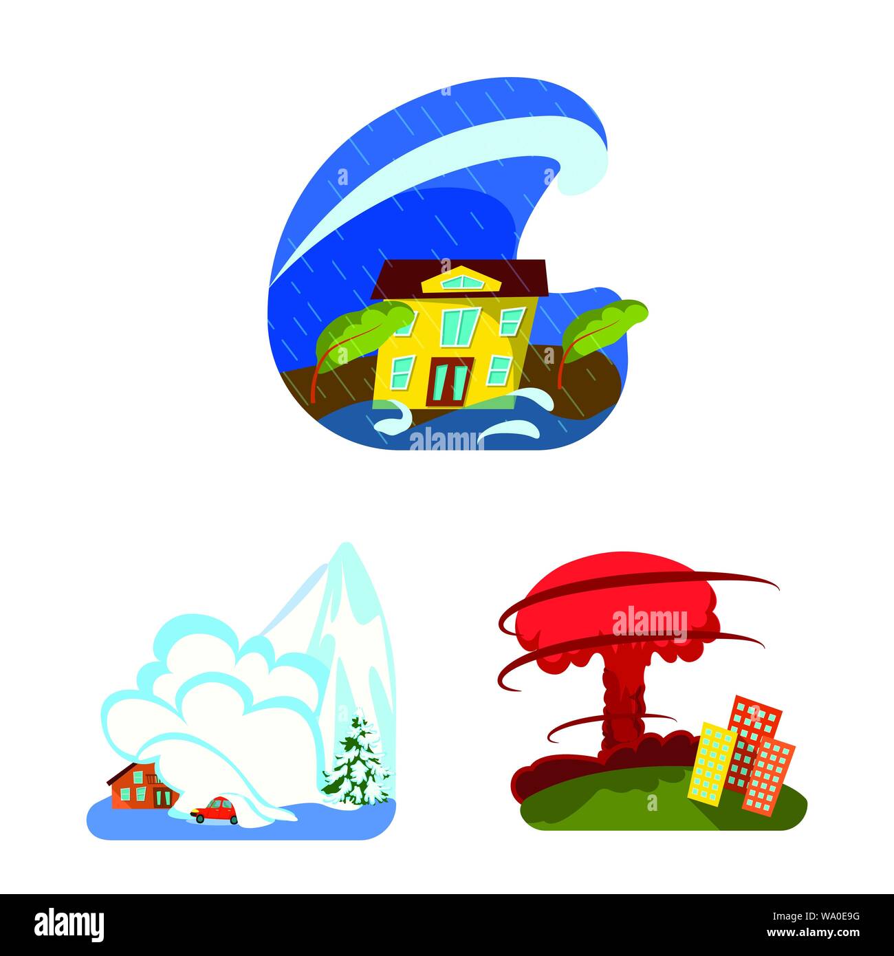 Vector design of cataclysm and disaster sign. Collection of cataclysm ...