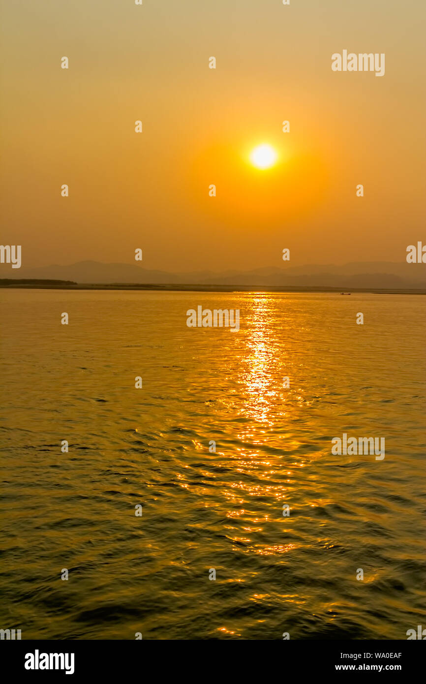 Sunset on Irrawaddy river Stock Photo - Alamy