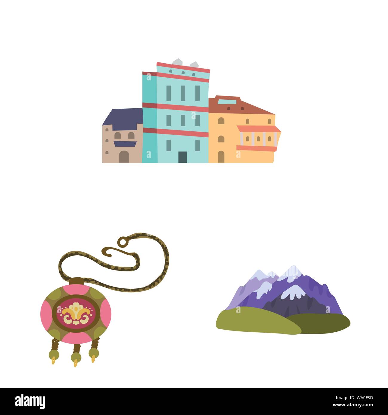 Vector illustration of Caucasus and traditions symbol. Set of Caucasus ...