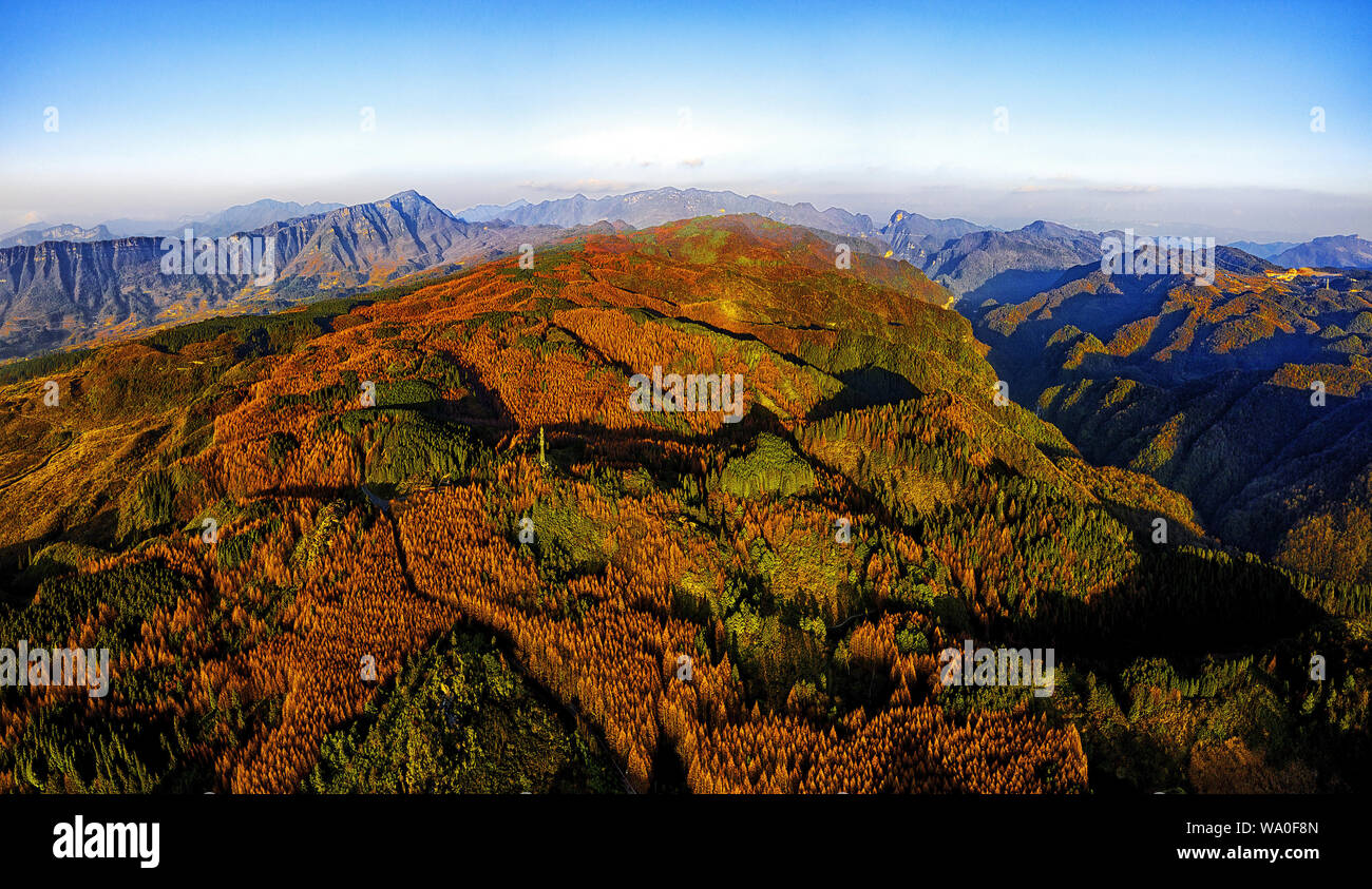 Chongqing mountain karst Wang Ping country forest park in autumn Stock ...