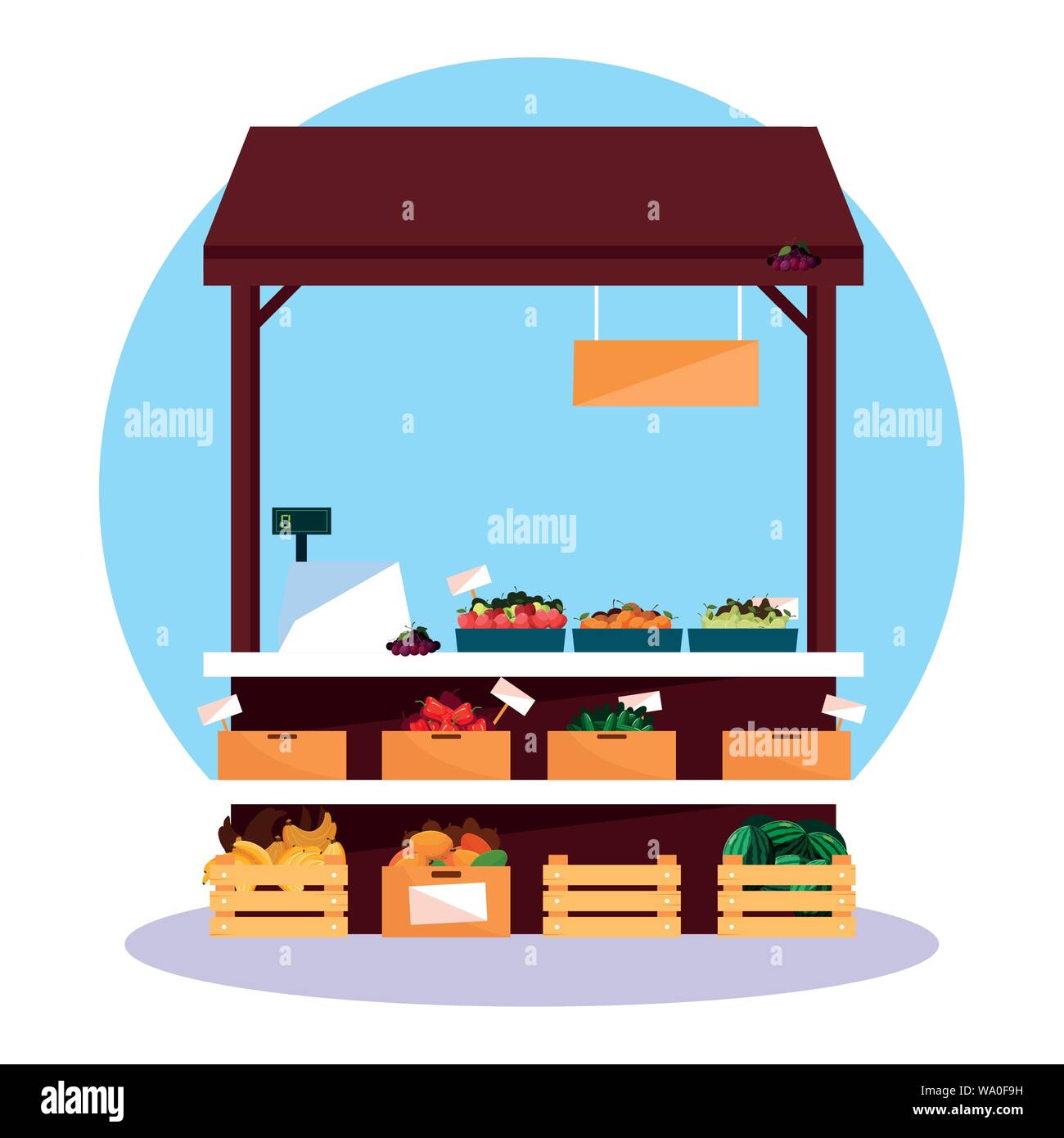 stall kiosk of store vegetables and fruits vector illustration design ...