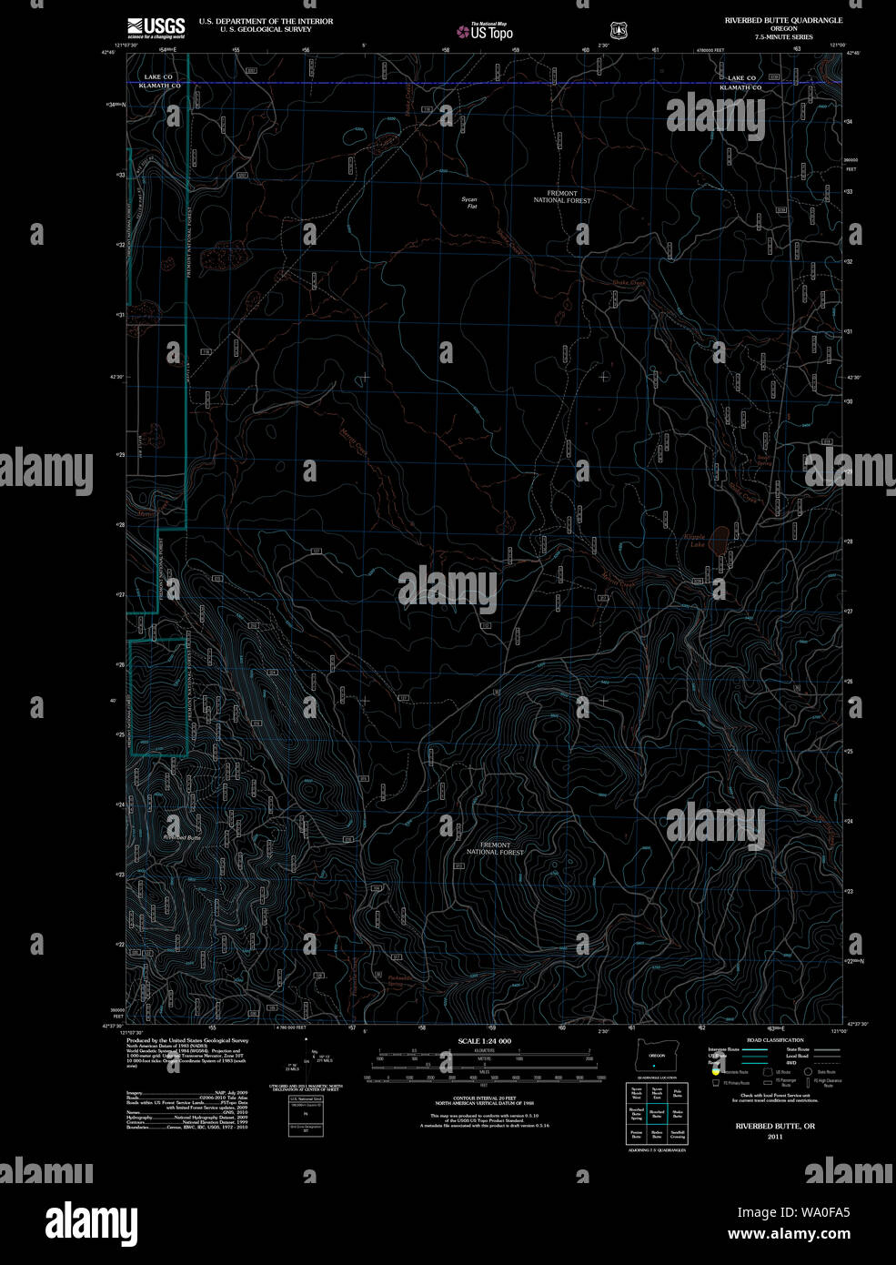 USGS Topo Map Oregon Riverbed Butte 20110808 TM Inverted Restoration ...