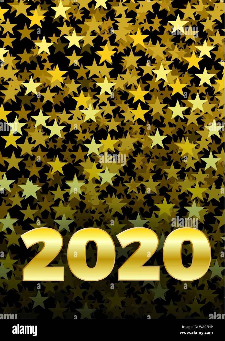 2020 Happy New Year celebrate vertical card with holiday greetings and ...