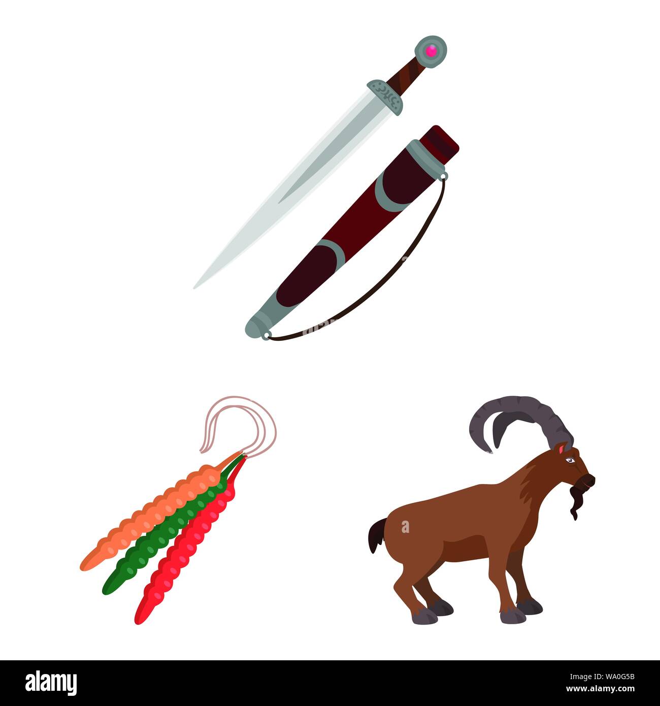 Vector illustration of Caucasus and traditions symbol. Set of Caucasus ...