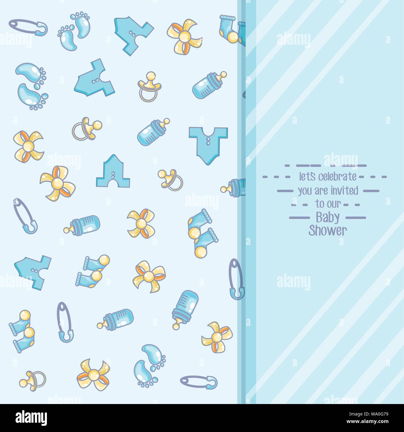 baby shower card with pattern of objects for kids vector illustration ...