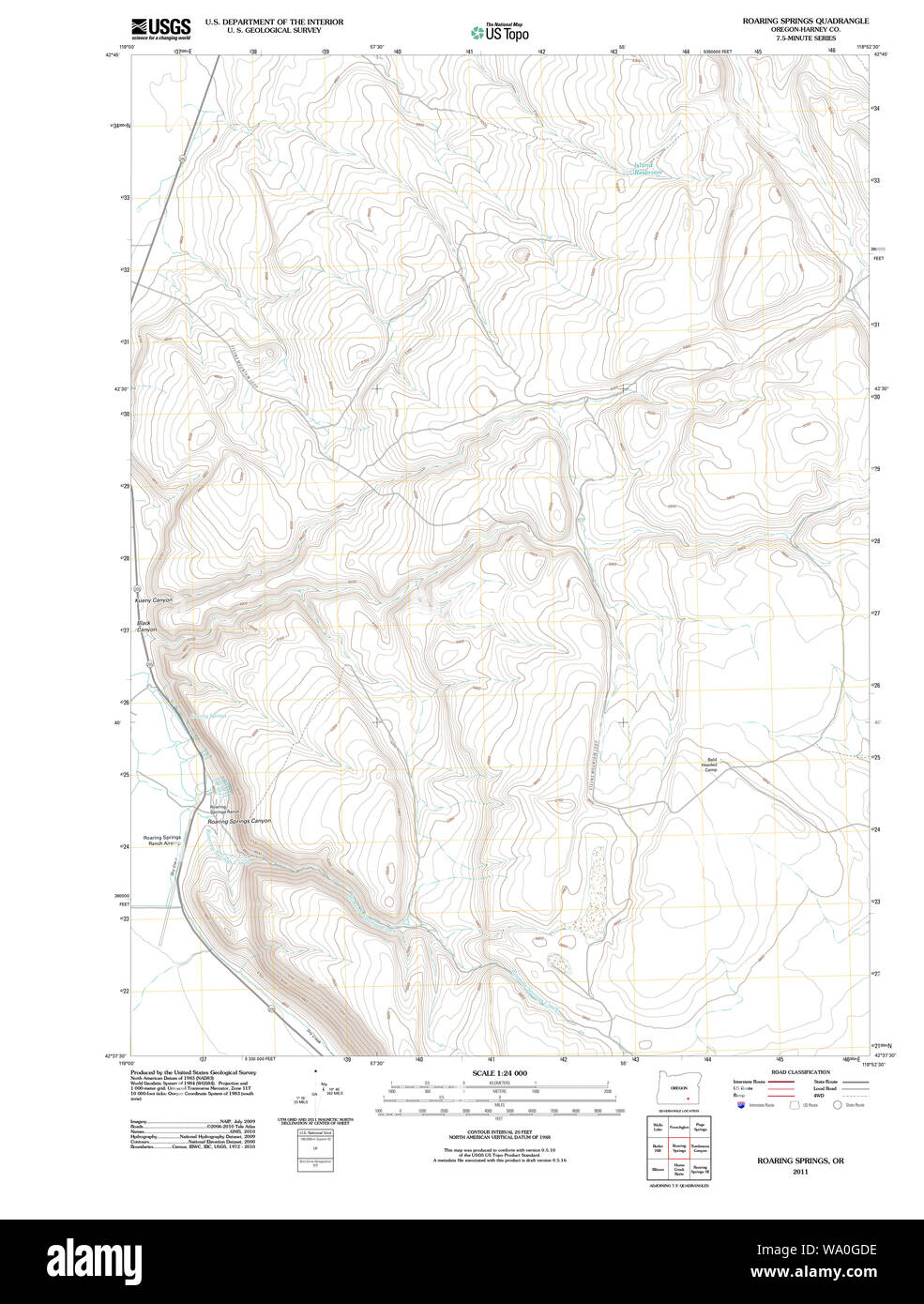 Map of roaring springs Cut Out Stock Images & Pictures - Alamy