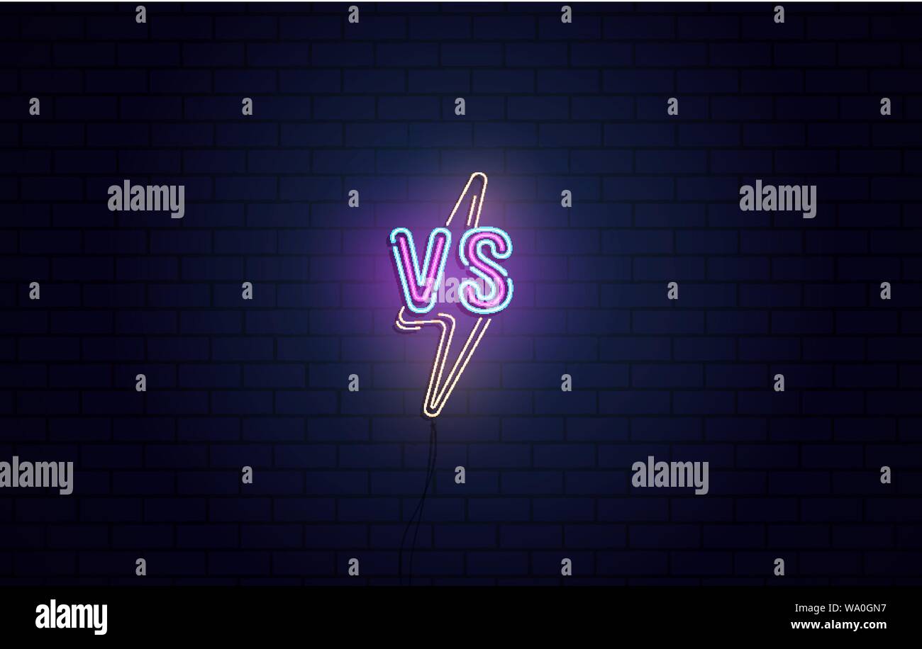 Versus neon signs vector. Set of Versus logo, symbol in neon style ...