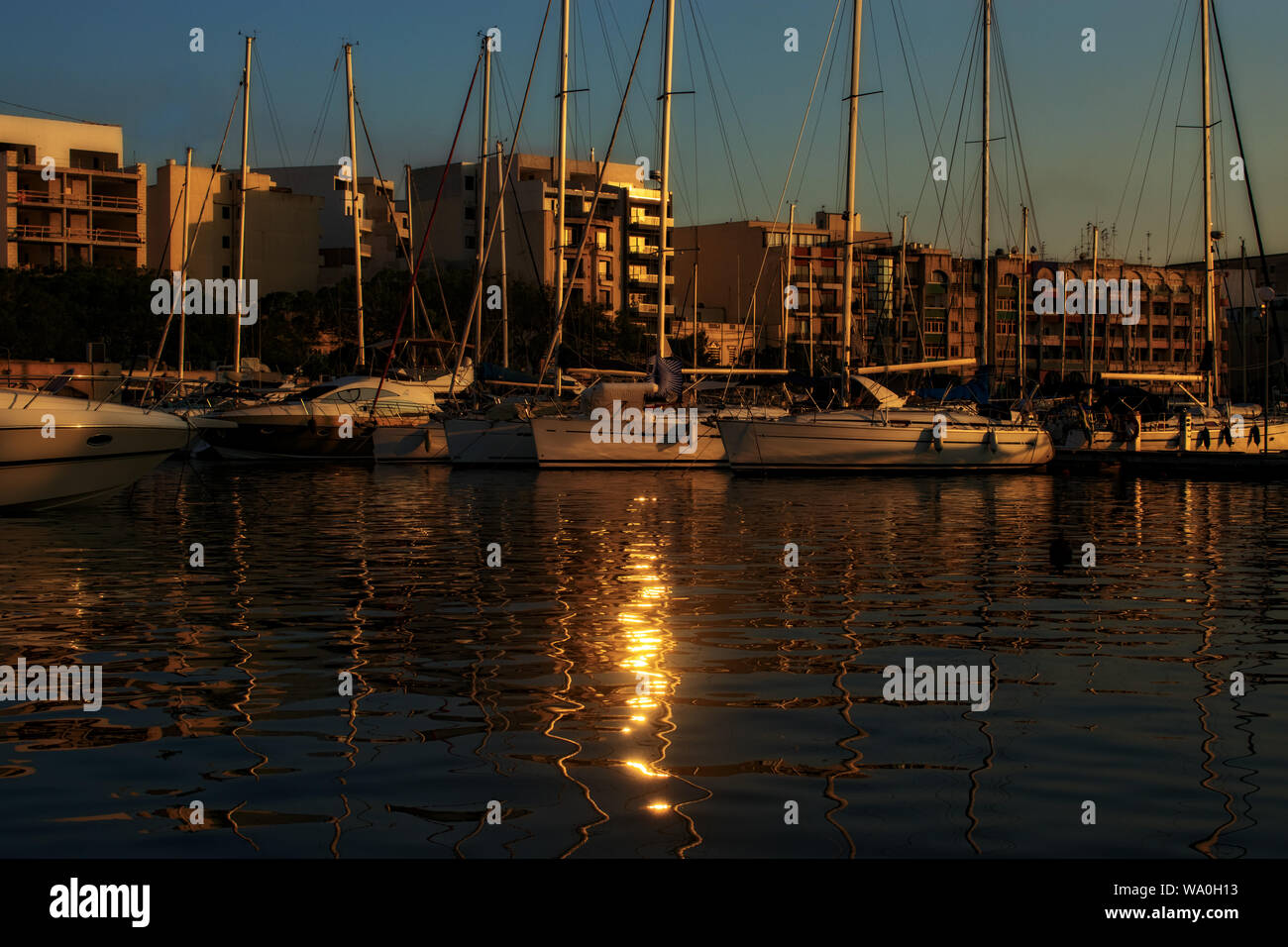 Yachts in a Marina in Msida, Malta. Yachts and boats docked in a Marina ...
