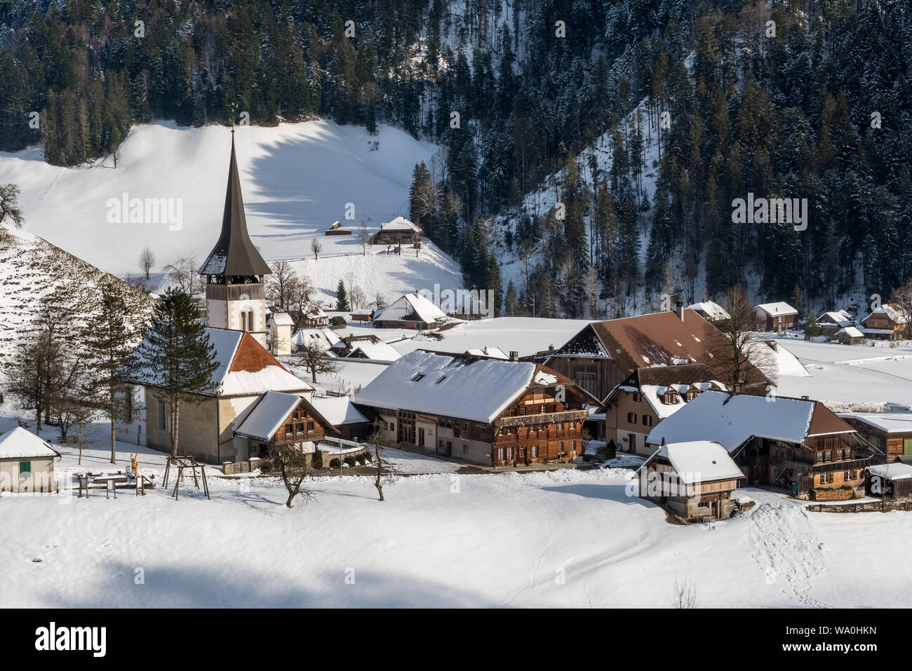 Winter in Trub Dorf im tiefverschneiten Emmental Stock Photo - Alamy