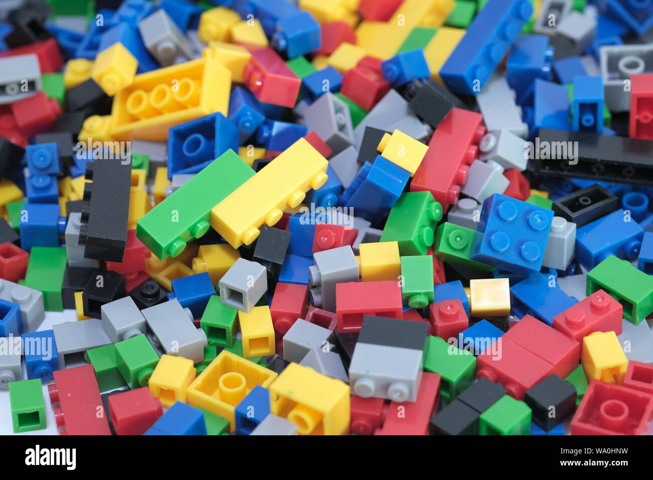 Colored toy bricks with the place Stock Photo - Alamy