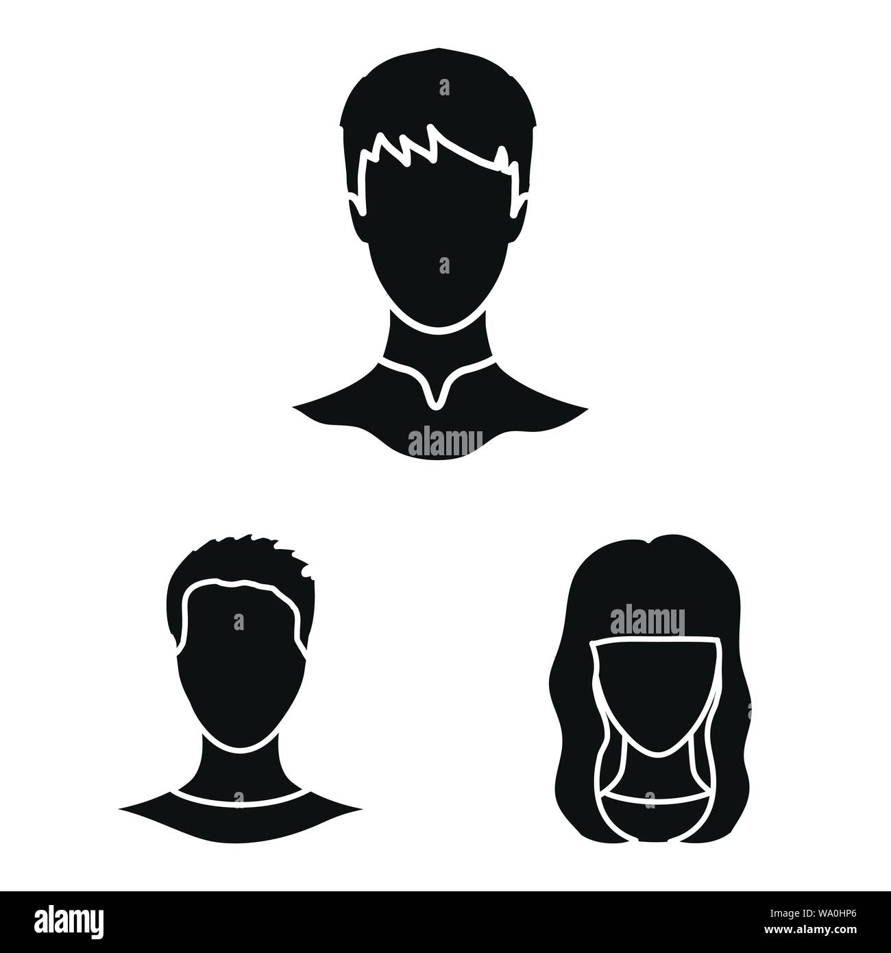 Vector design of character and profile sign. Collection of character ...