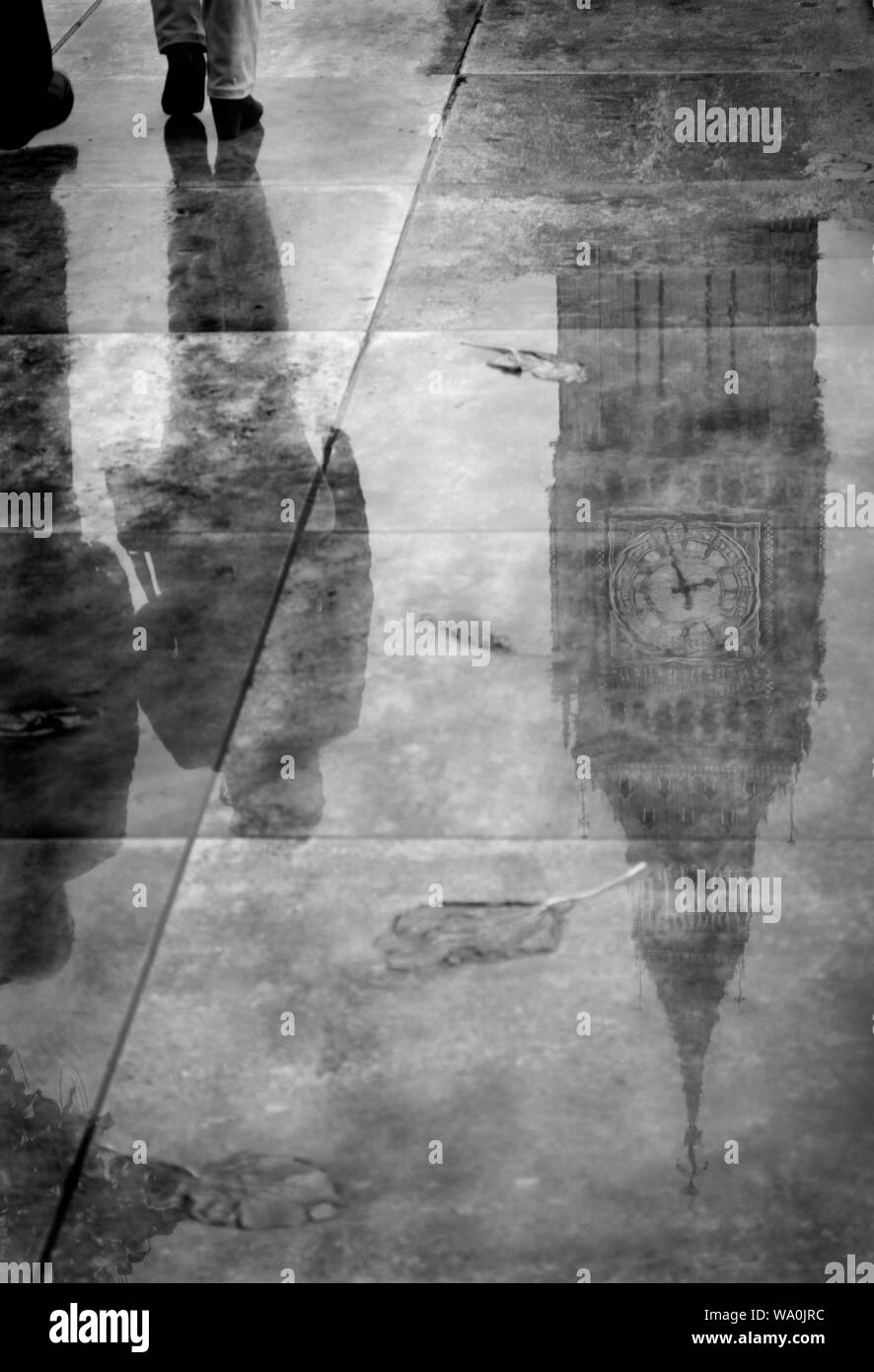 Reflection of Big Ben in London puddle Stock Photo - Alamy