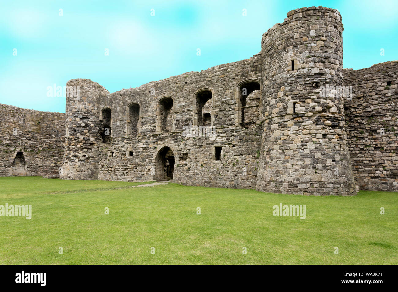 The impressive remains of the North Gatehouse at the historic Beaumaris ...