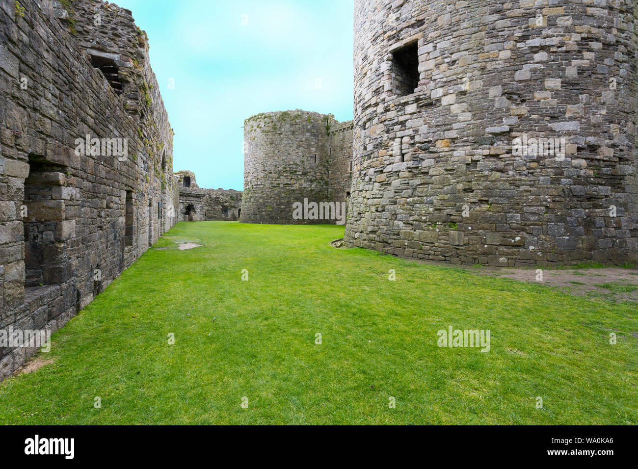 The impressive remains of the Outer Ward at the historic Beaumaris ...