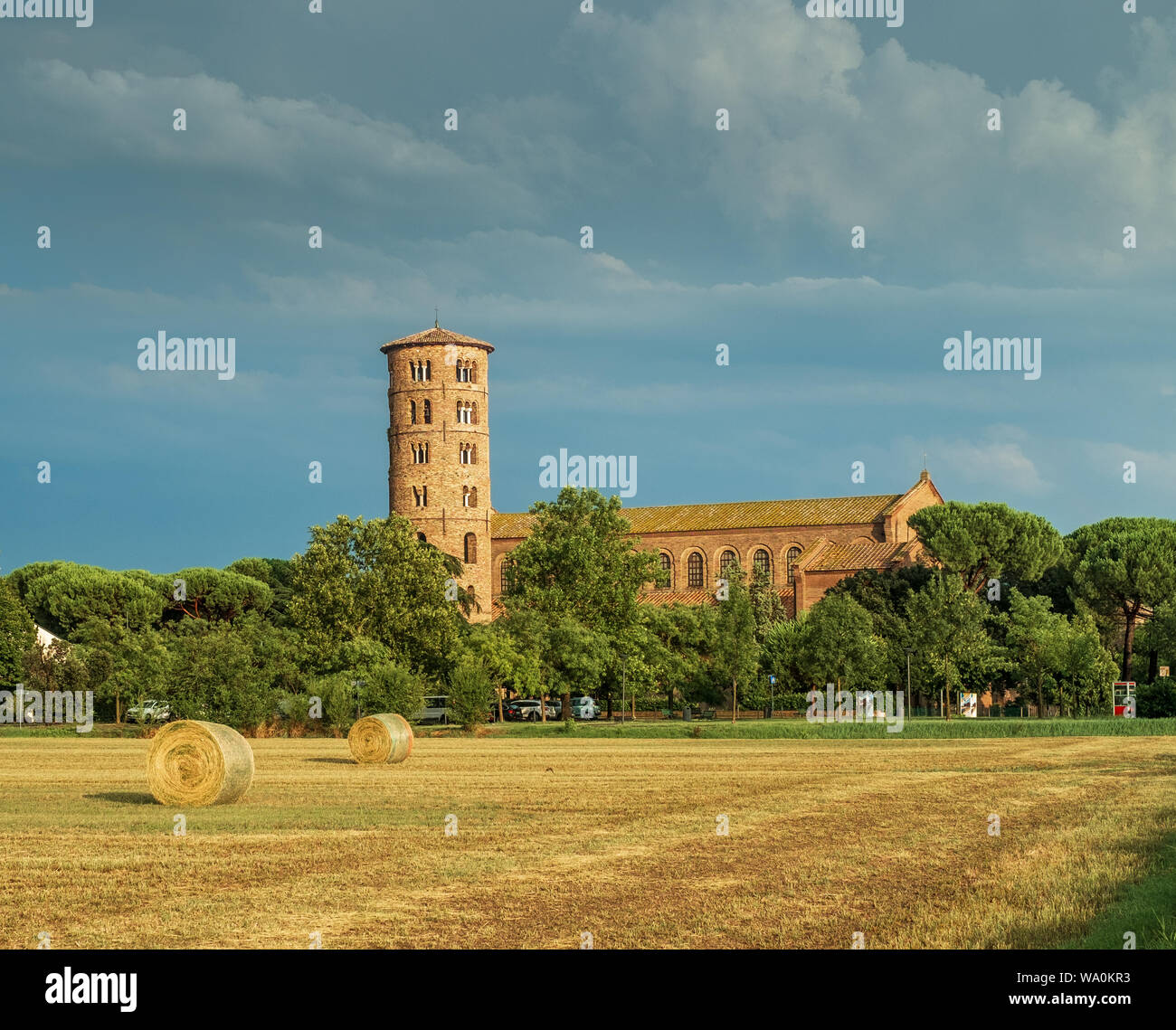 Saint Apollinare in Classe, Basilica with the round bell tower, Ravenna ...