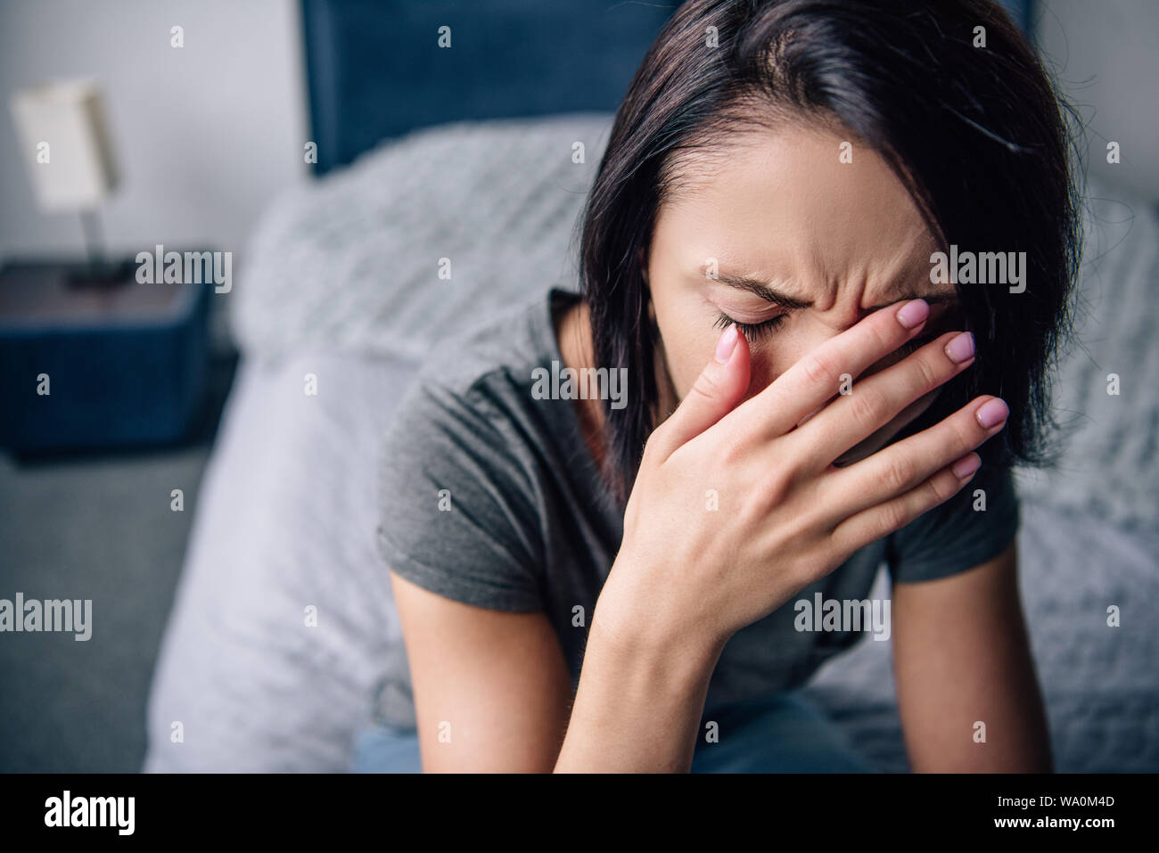Hands Covering Face Crying Woman High Resolution Stock Photography and ...