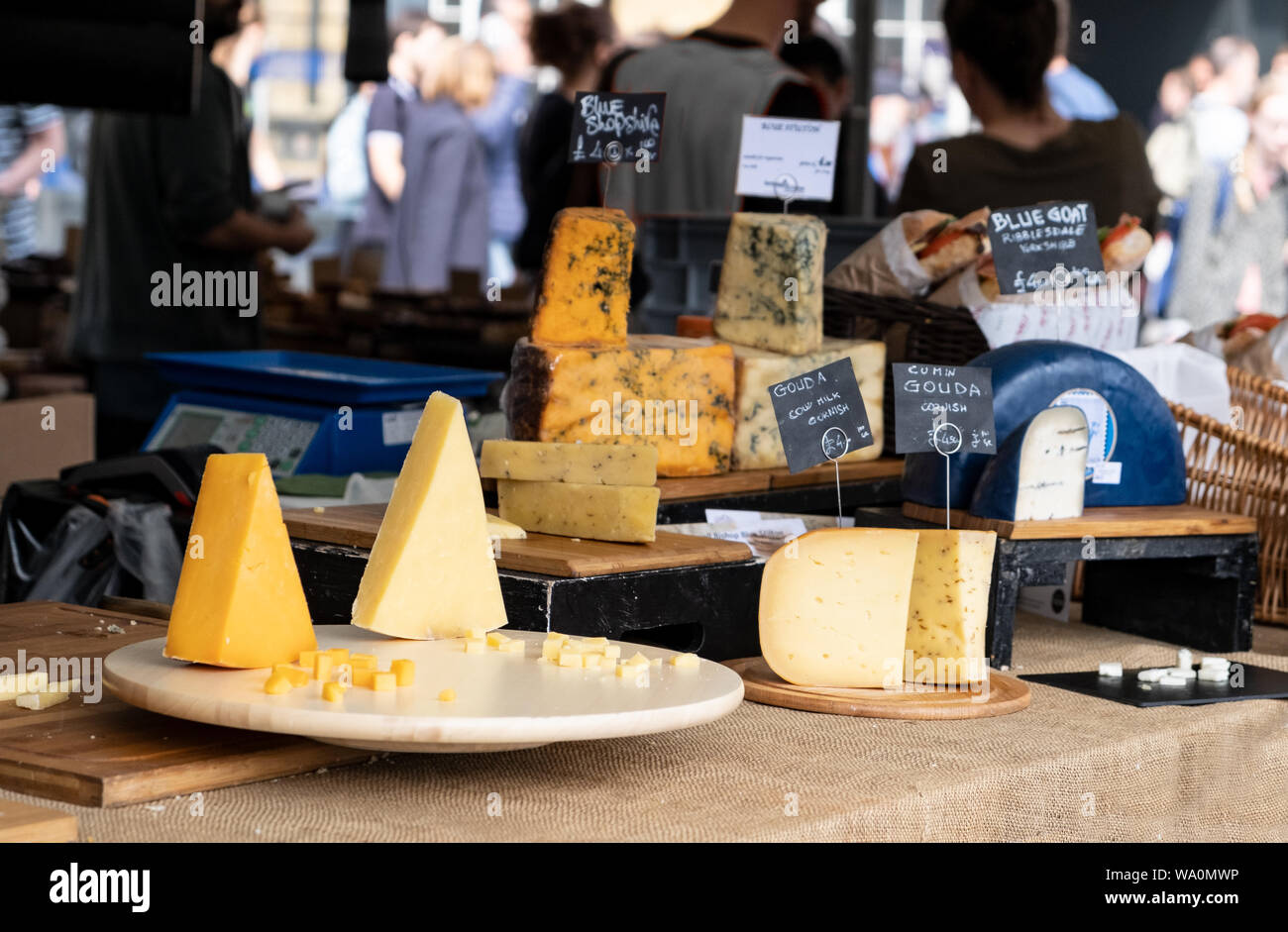 Cheese stall at food festival in London Stock Photo - Alamy