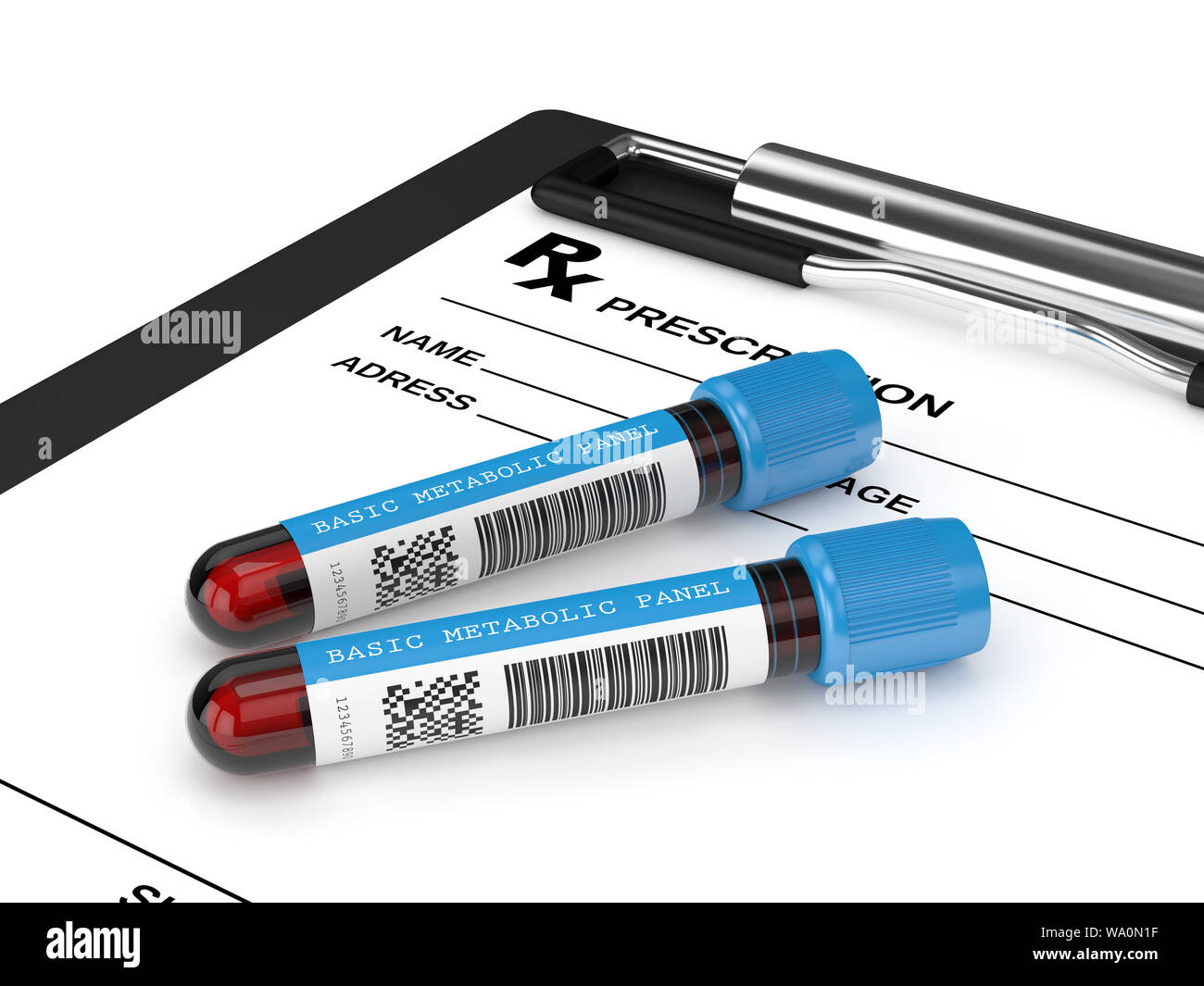 3d render of Basic Metabolic Panel blood tubes over white background ...