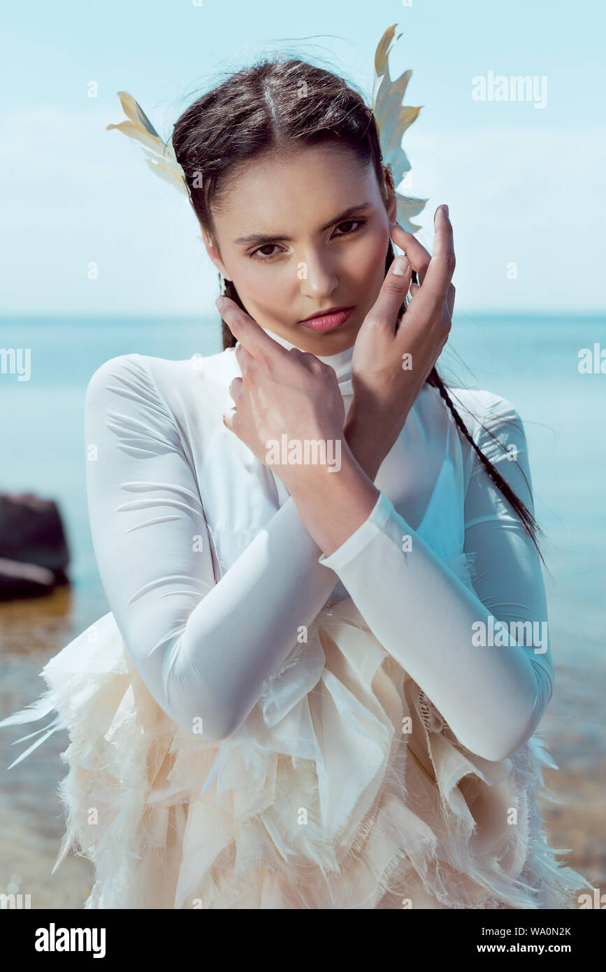 Woman posing with swan hi-res stock photography and images - Alamy