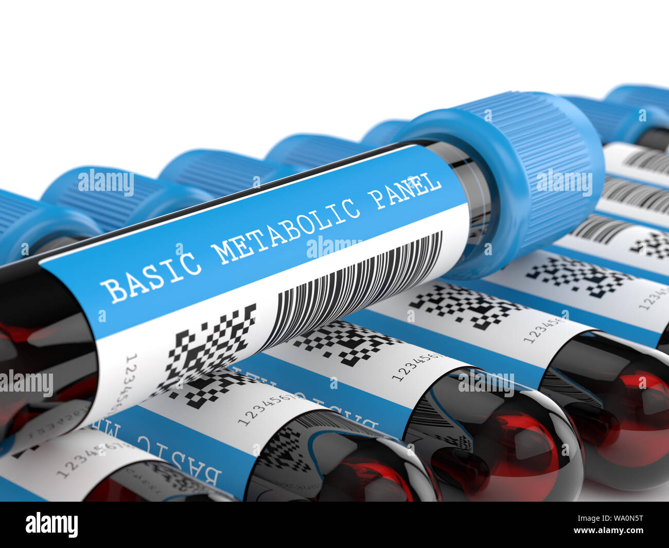 3d render of Basic Metabolic Panel blood tubes over white background ...