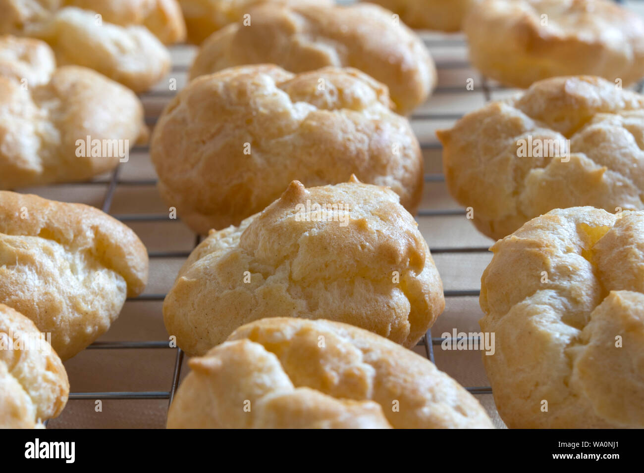 Delicious Choux Pastry Buns Cooling on a Rack Stock Photo - Alamy