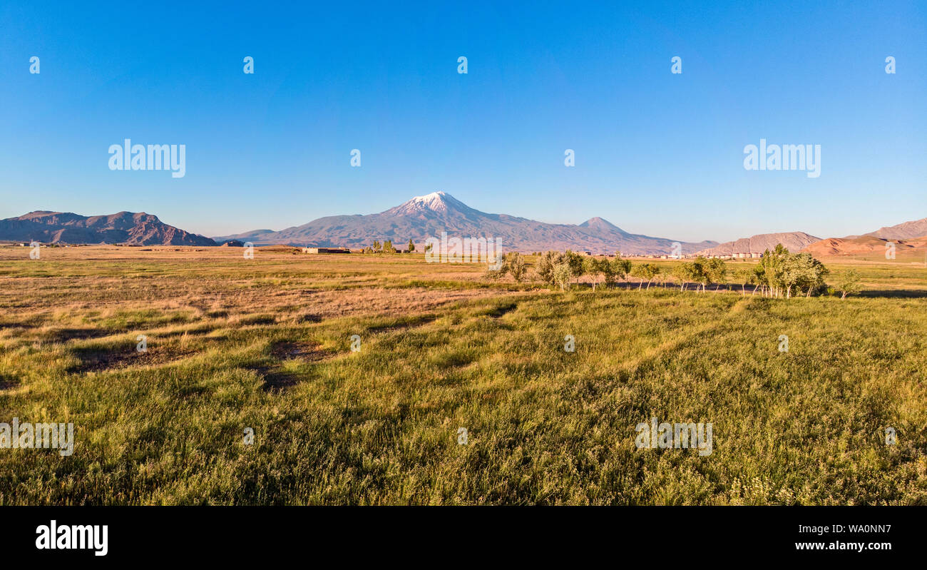 Aerial view of Mount Ararat, Agri Dagi. The highest mountain in Turkey ...