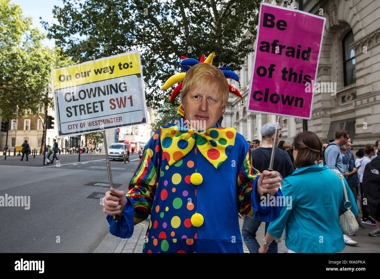 Anti-Brexit campaigner dressed as Boris Johnson, British Prime Minister ...