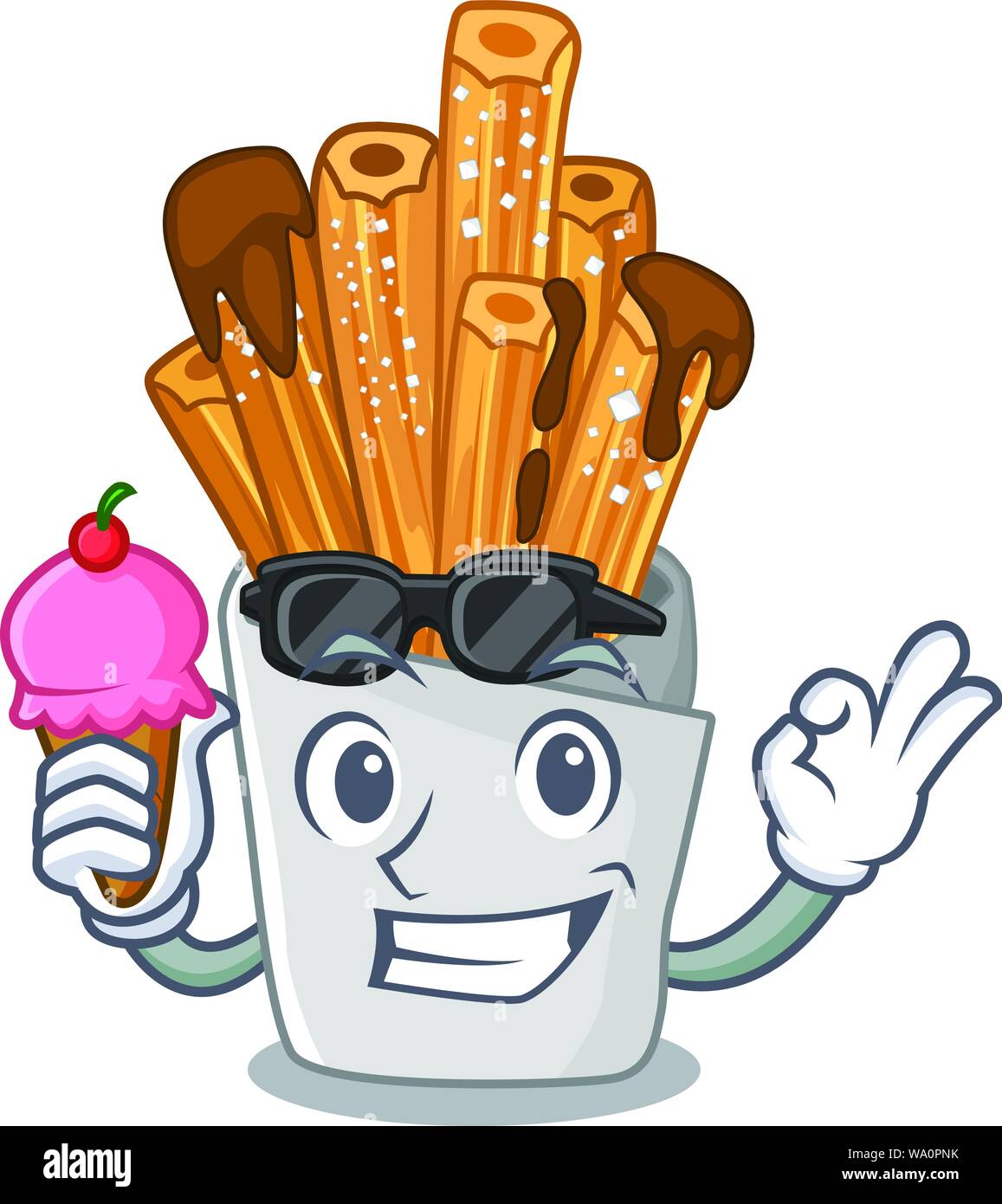 With ice cream churros isolated with in the cartoon Stock Vector Image ...