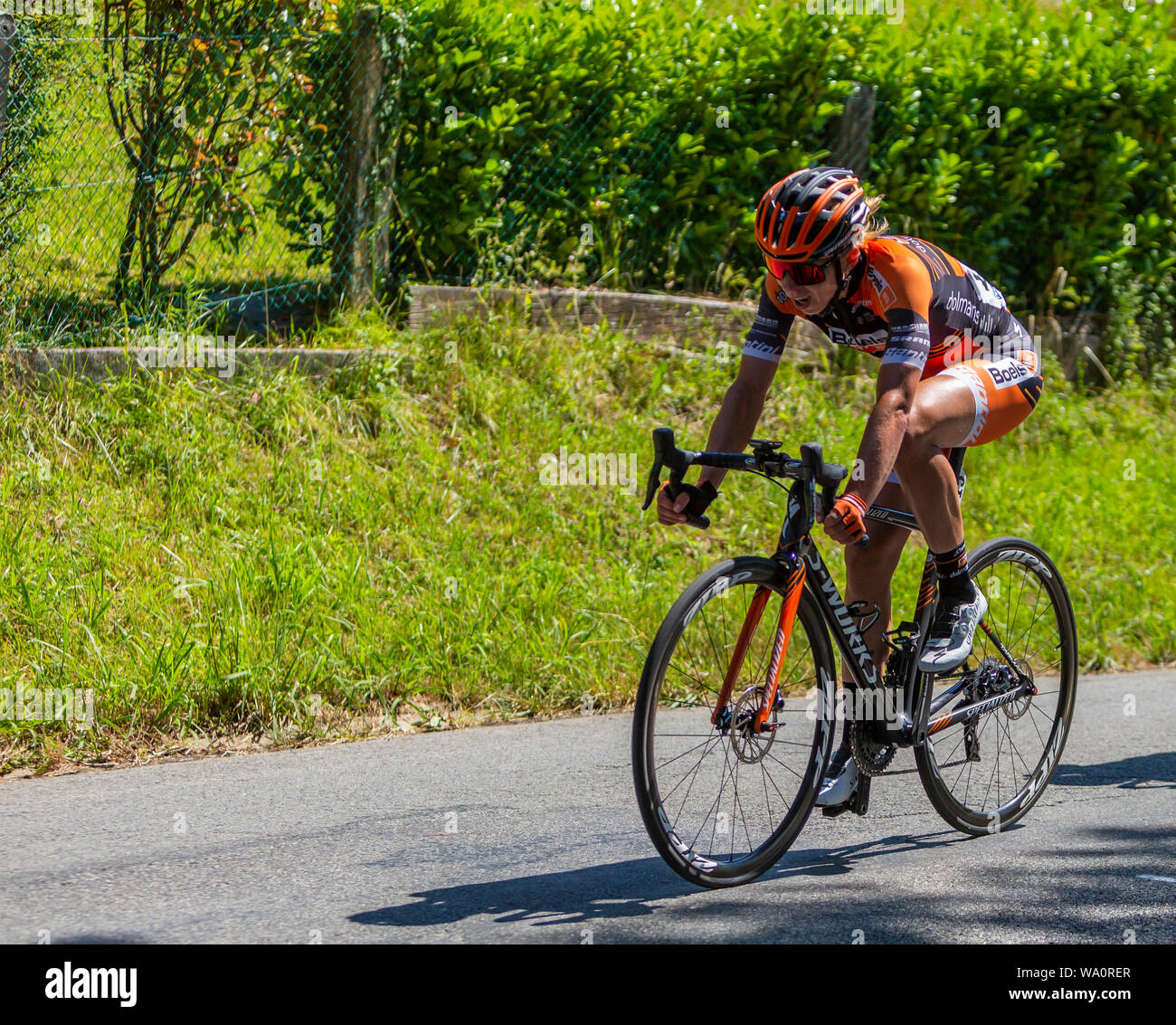 Bosdarros, France - July 19, 2019: The Danish female cyclist Annika ...