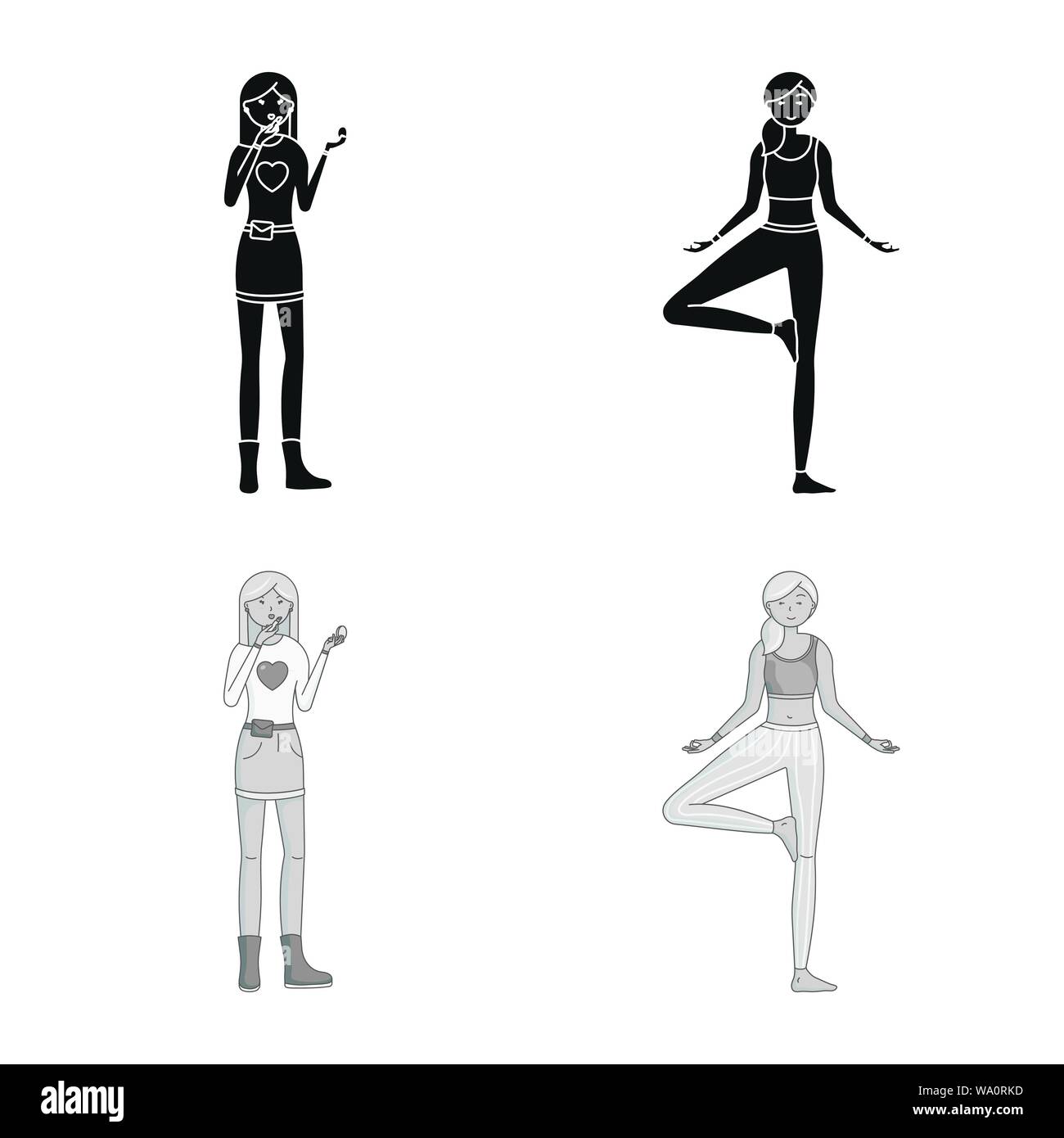 Vector design of posture and mood symbol. Set of posture and female ...