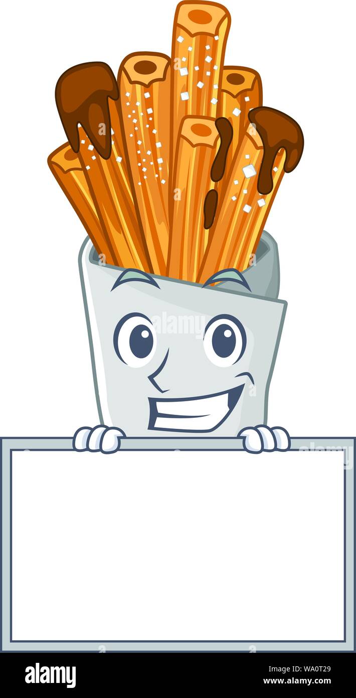 Grinning with board churros with in the cartoon shape Stock Vector ...