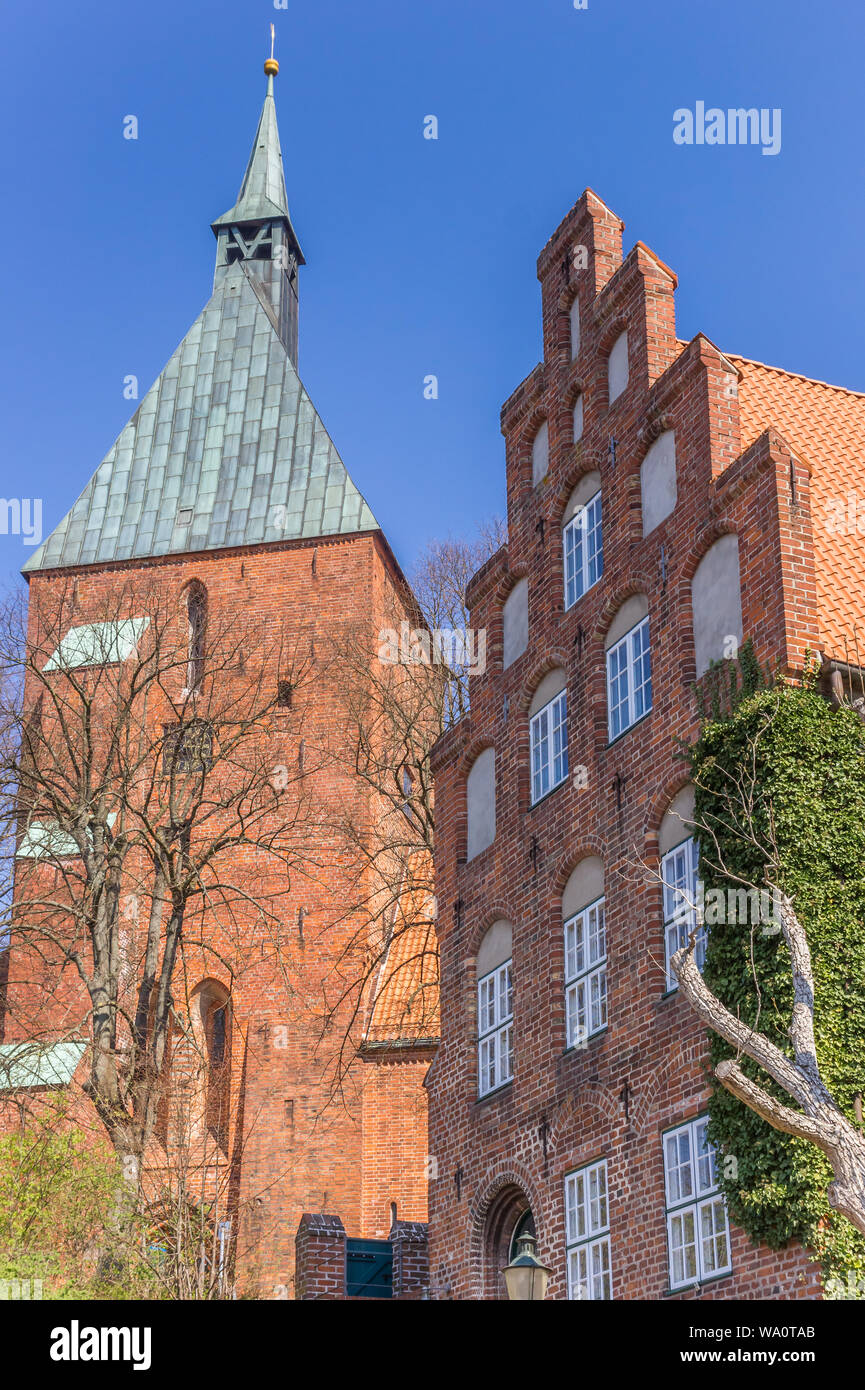 Town hall and church tower in Molln, Germany Stock Photo - Alamy