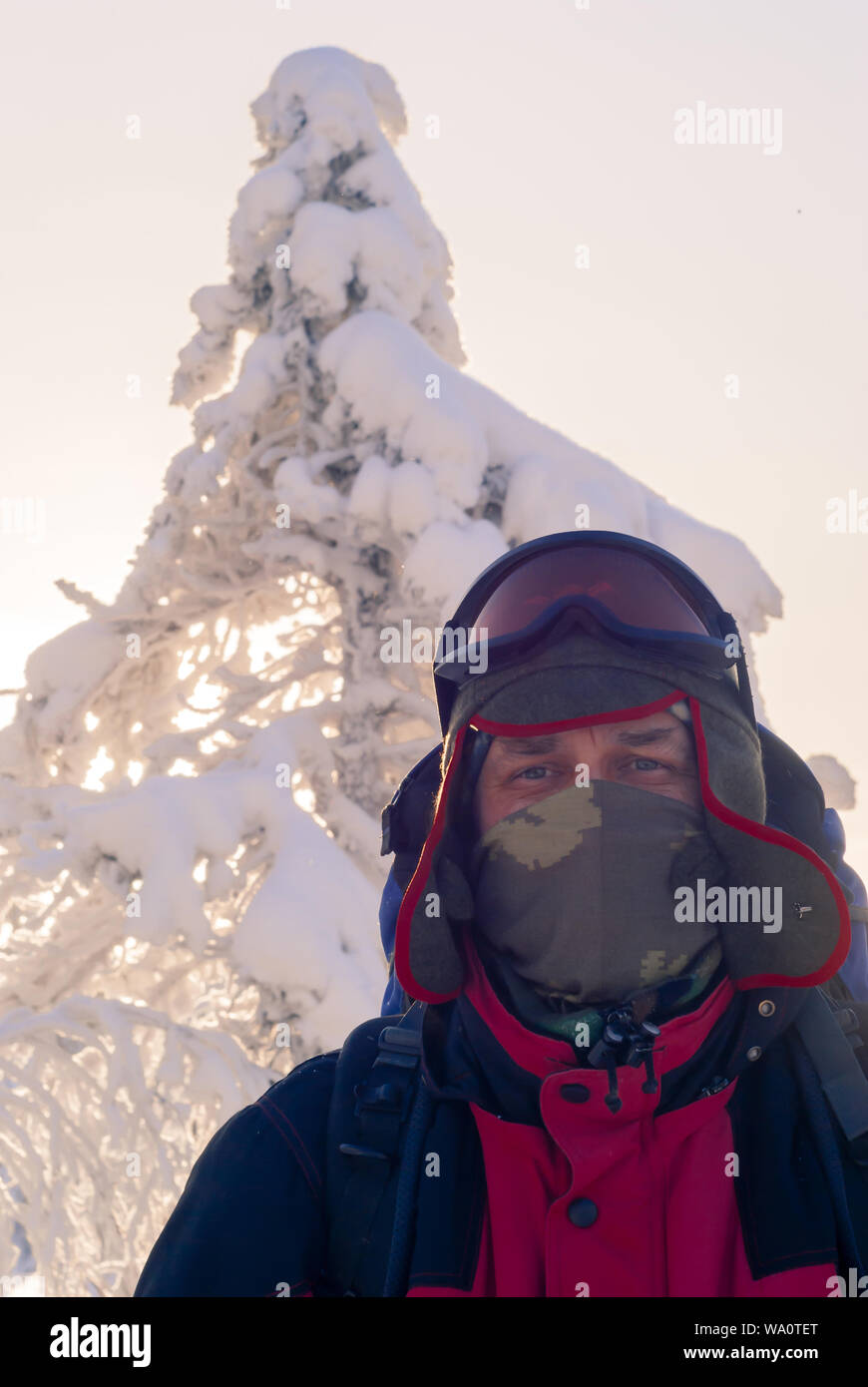 Portrait frozen male traveler hi-res stock photography and images - Alamy