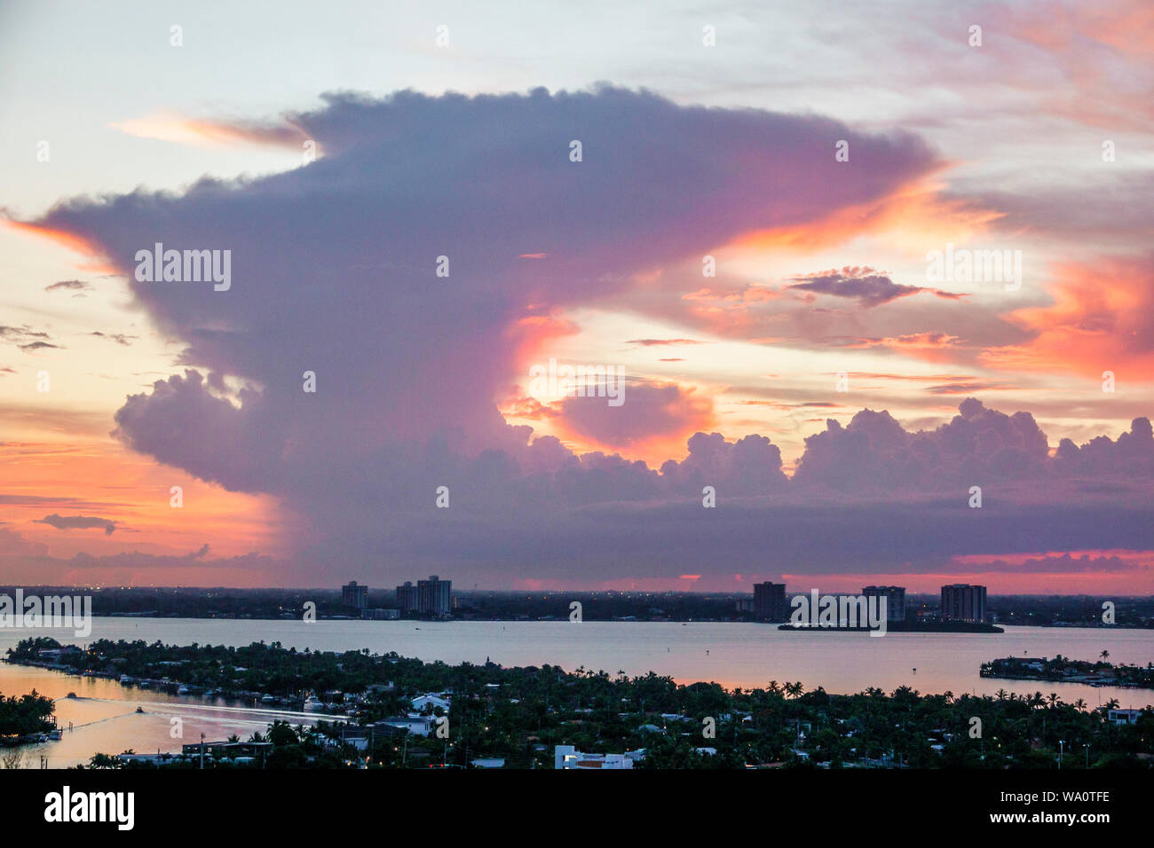 Miami Beach Florida,Biscayne Bay water,clouds weather sky storm clouds ...