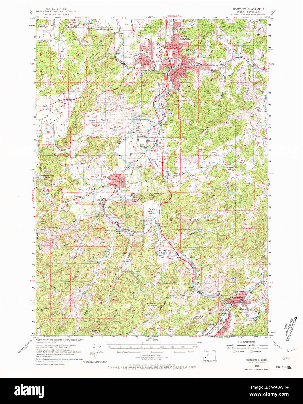 Map of roseburg oregon hi-res stock photography and images - Alamy