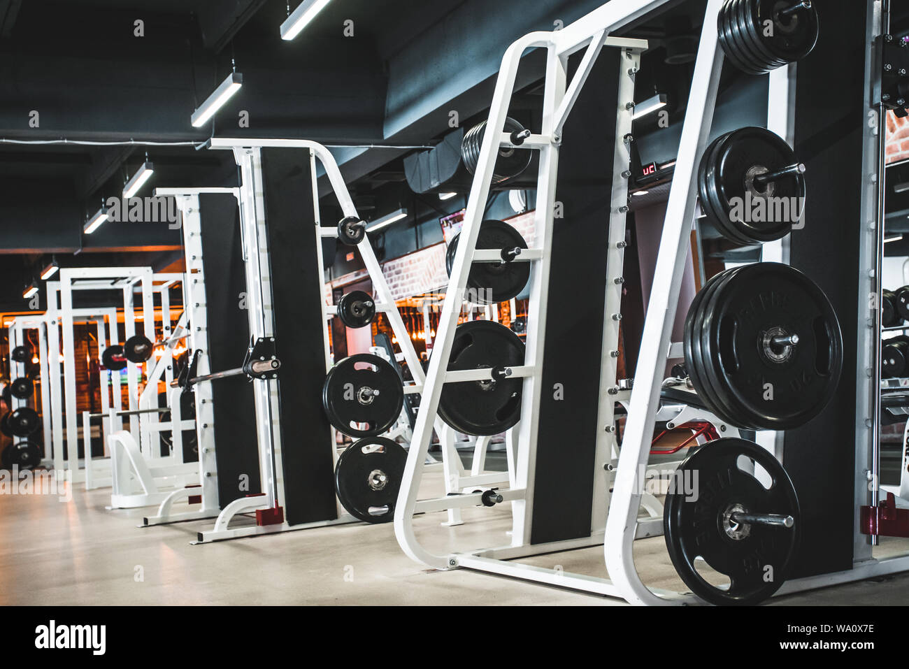 gym modern fitness center room Stock Photo - Alamy