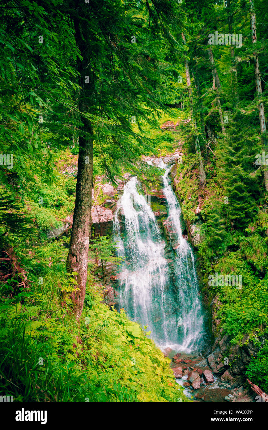 Mountain river waterfall landscape. Waterfall river Stock Photo - Alamy