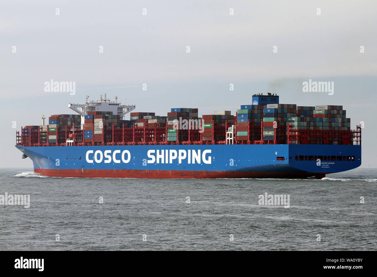 The container ship COSCO Shipping Universe leaves the port of Rotterdam ...