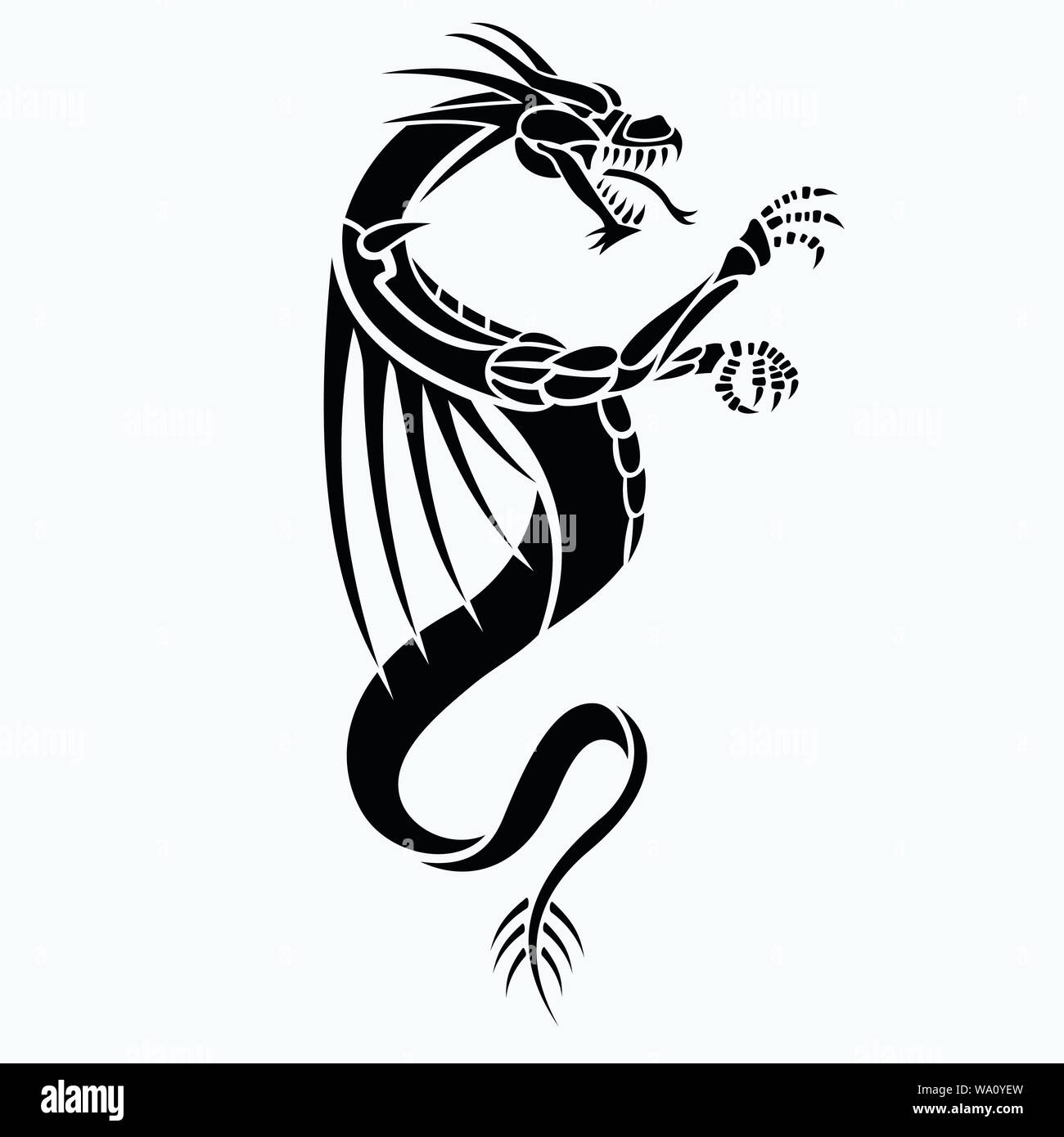 Vector illustration of dragon tattoo design Stock Vector Image & Art ...