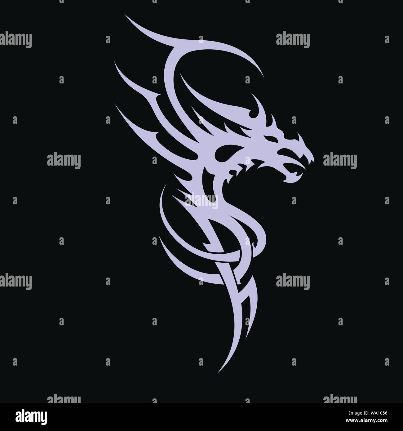 Vector illustration of dragon tattoo design Stock Vector Image & Art ...