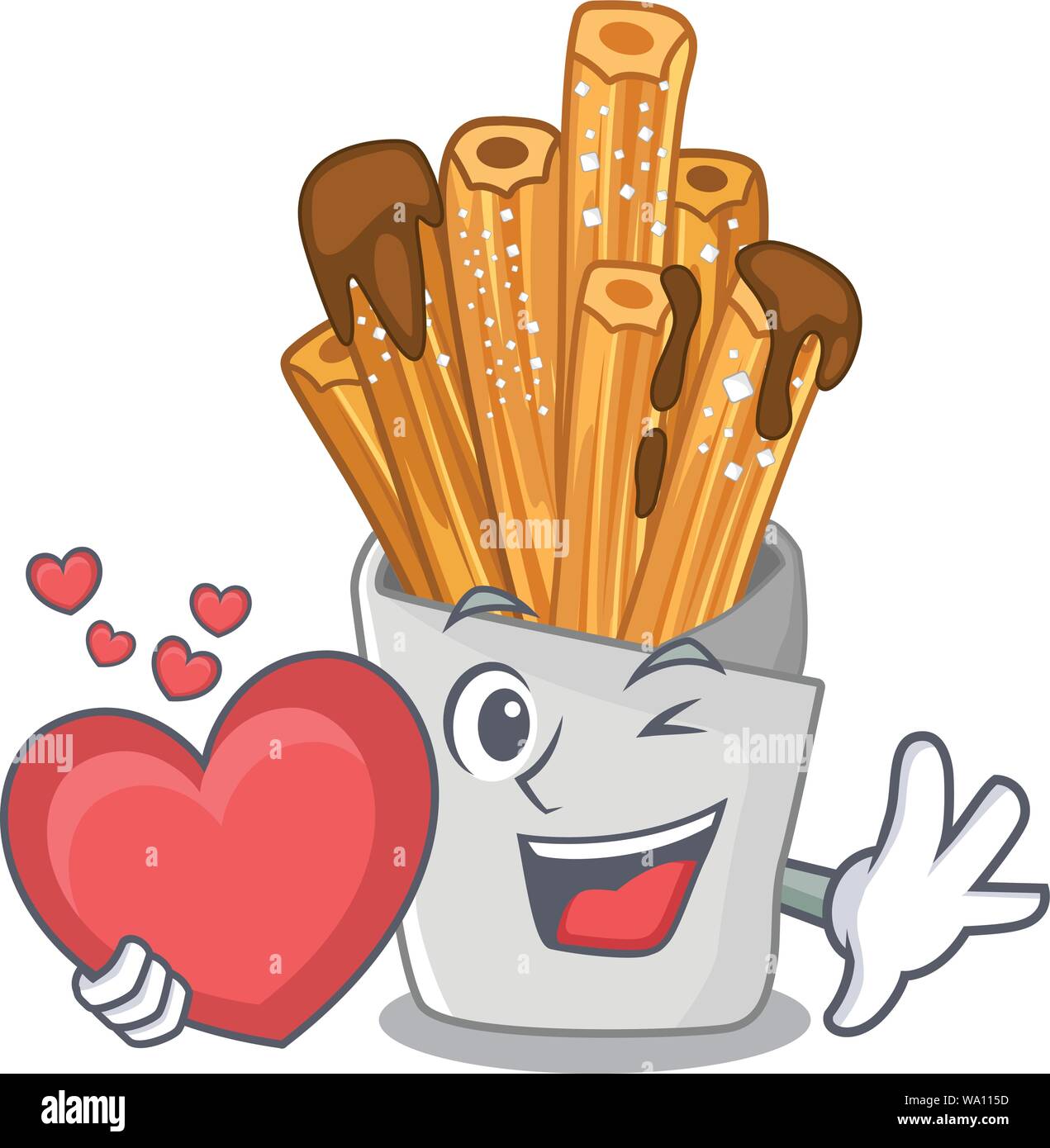 With heart bakery churros in mascot plastic bag Stock Vector Image ...