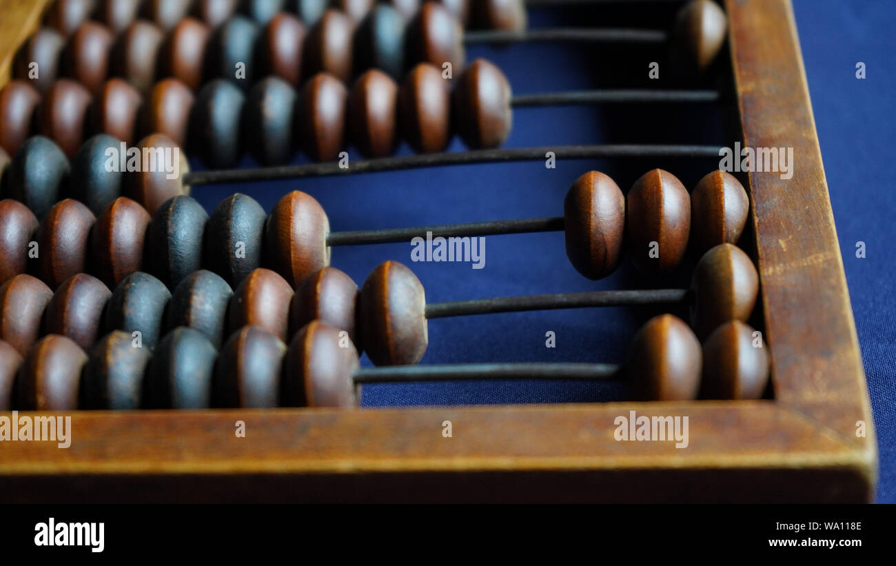 Vintage wooden abacus close up. Counting wooden knuckles. Part of the ...