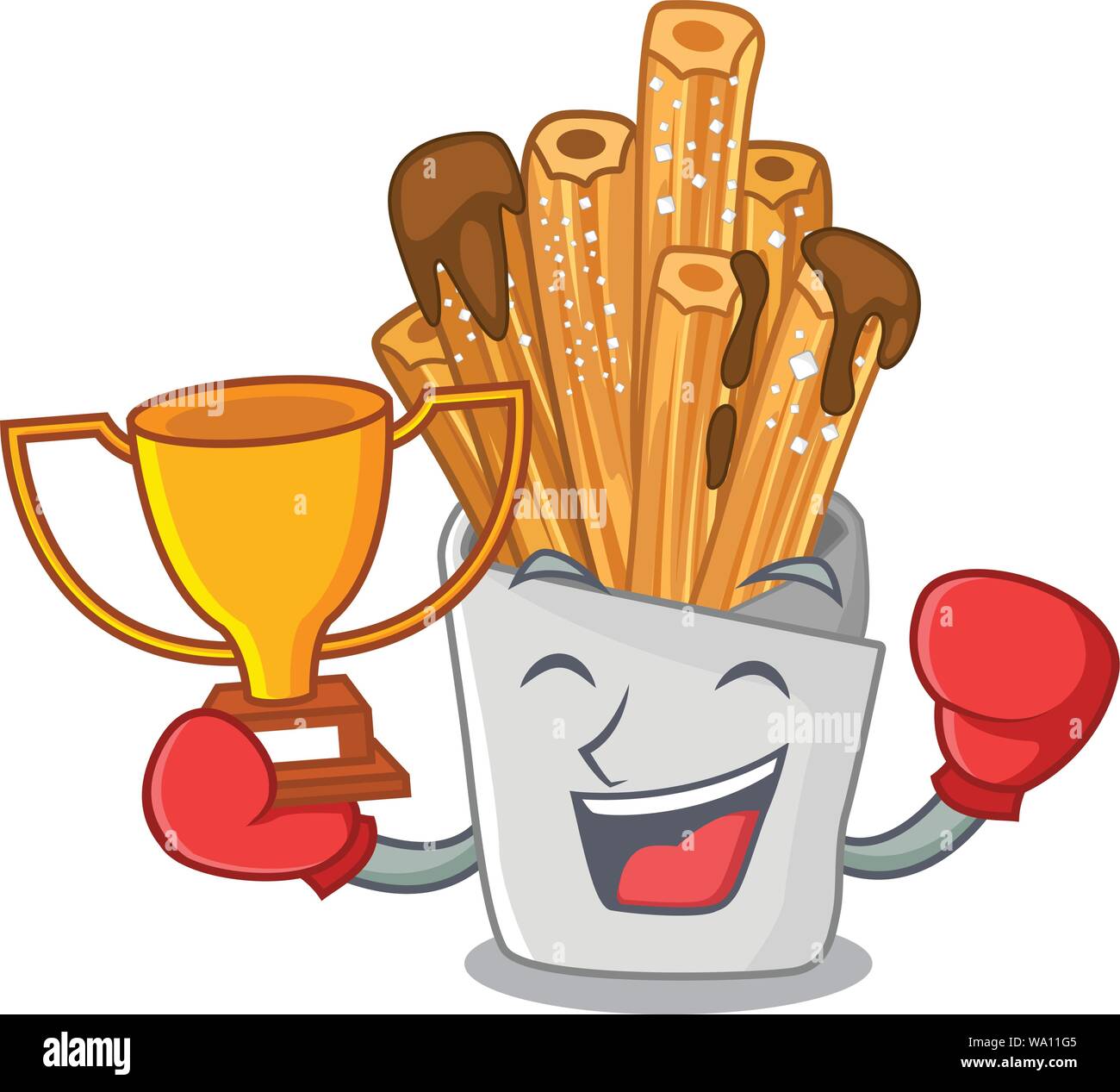 Boxing winner churros in the wooden character jar Stock Vector Image ...