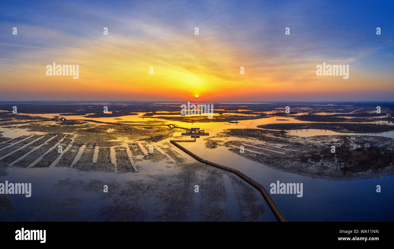 Aerial baiyangdian sunrise scene Stock Photo - Alamy
