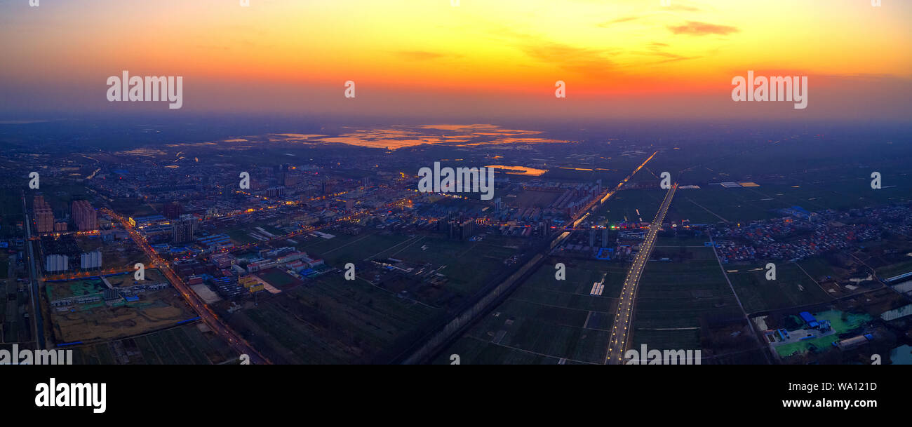 Aerial baiyangdian sunrise scene Stock Photo - Alamy
