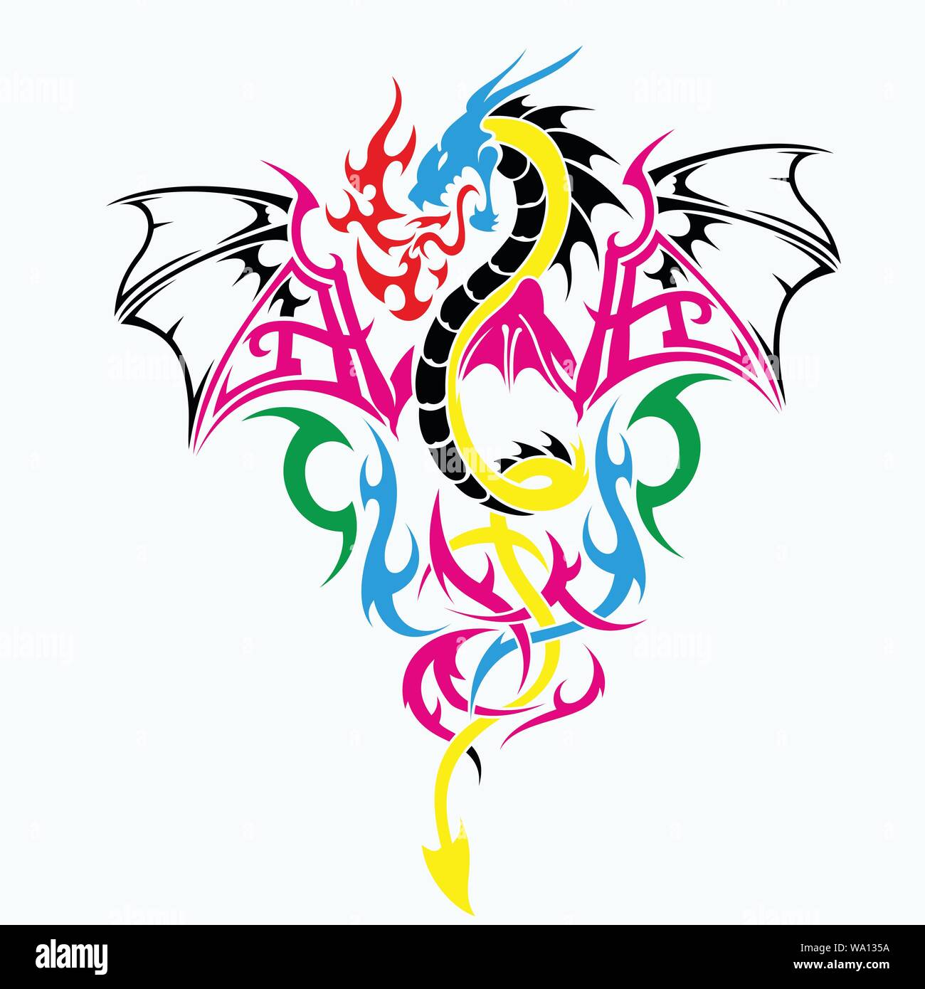 Vector illustration of dragon tattoo design Stock Vector Image & Art ...