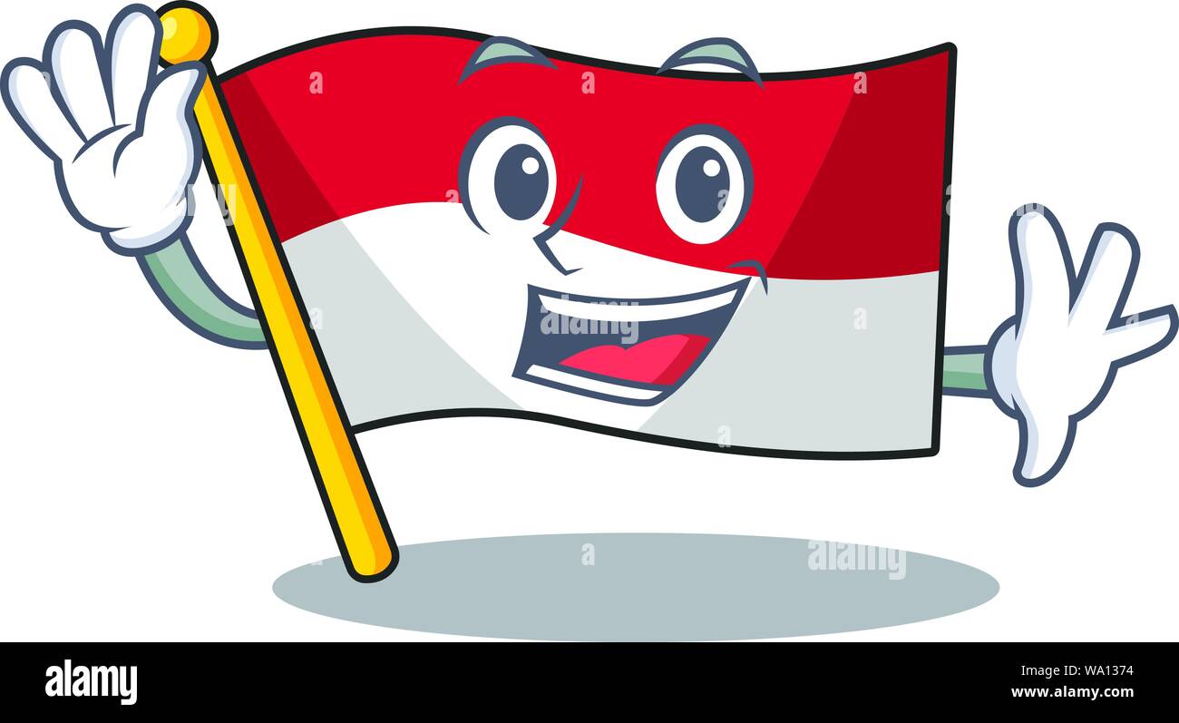Waving flag indonesia hoisted on cartoon poles Stock Vector Image & Art ...