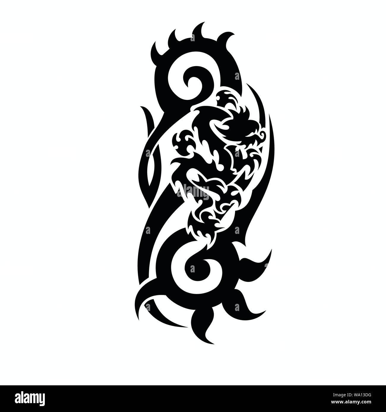 Vector illustration of dragon tattoo design Stock Vector Image & Art ...