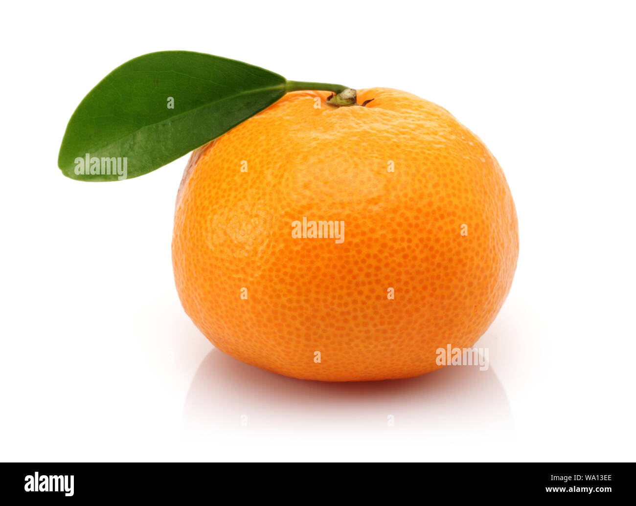 Single fresh tangerine with leaf isolated on white background Stock ...