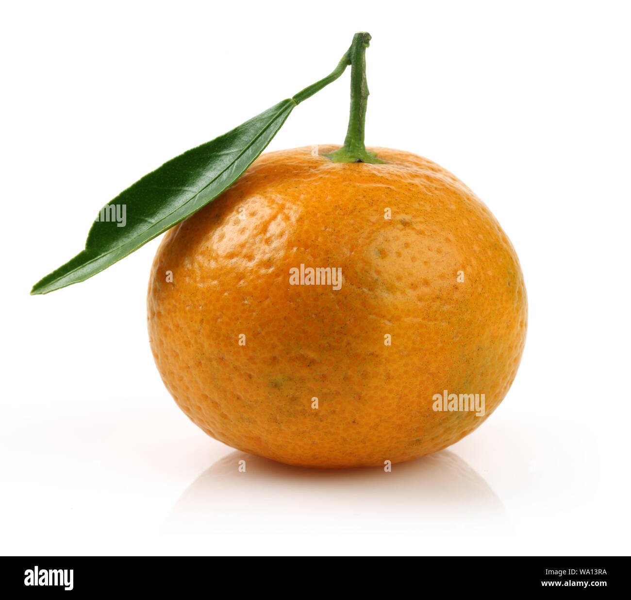 Single fresh tangerine with leaf isolated on white background Stock ...